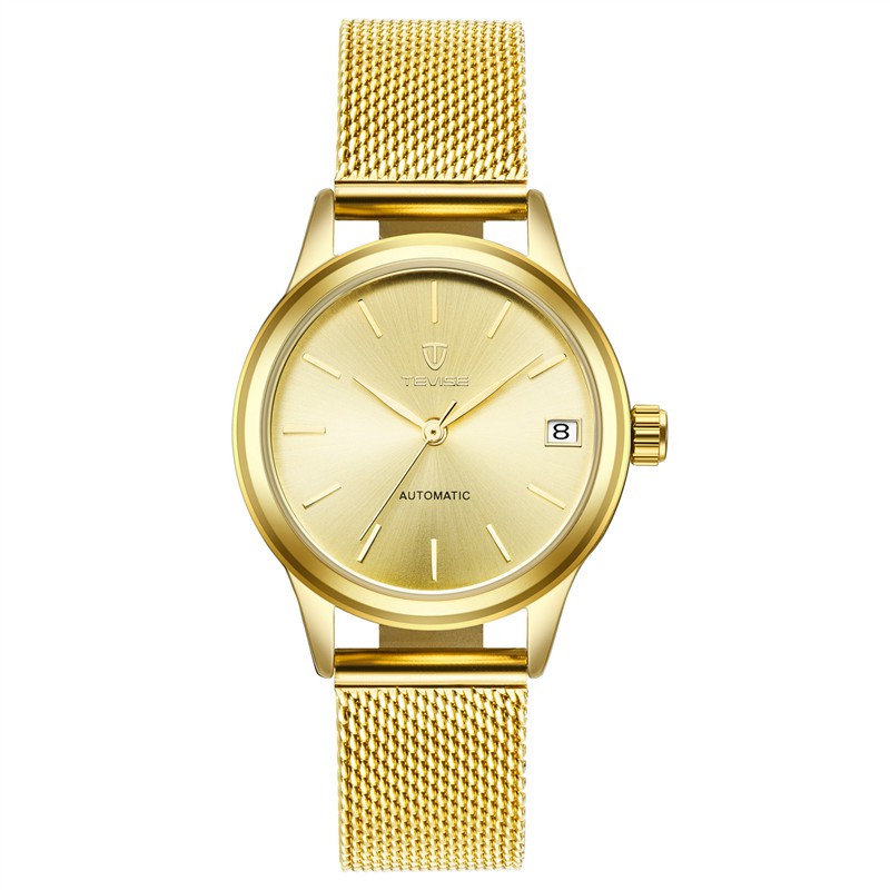 Women's 21K Gold Plated Automatic Mechanical Wrist Watch | Shopee ...