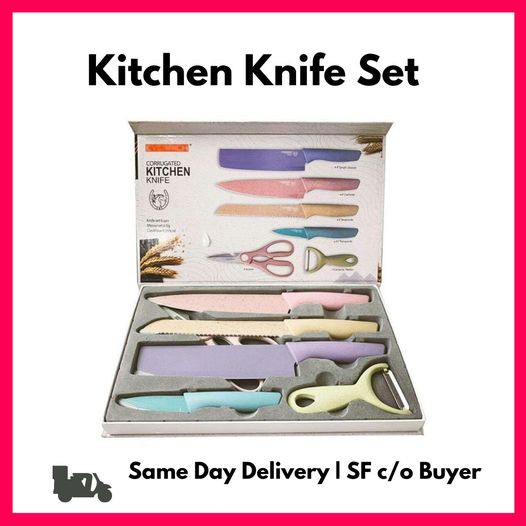 6 in 1 Kitchen Knife Set | Utensils | Pastel Corrugated Knife Set ...