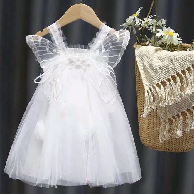FLYON Baby Girl Butterfly Pink White Dress Birthday Gift Baby Girl Mesh ...