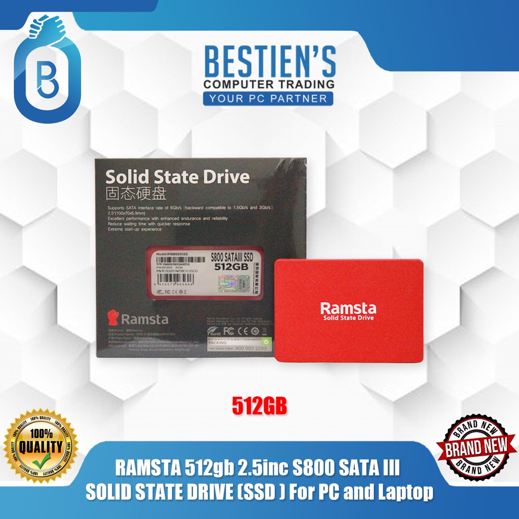 RAMSTA 512gb 2.5inc S800 SATA III SOLID STATE DRIVE (SSD ) For PC and ...