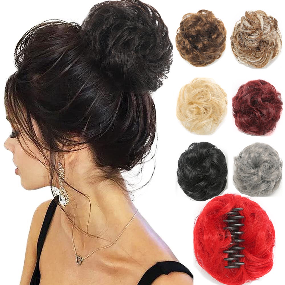 Messy Bun Elastic/ Claw Clip in Curly Chignon Hair HairPiece for Women ...