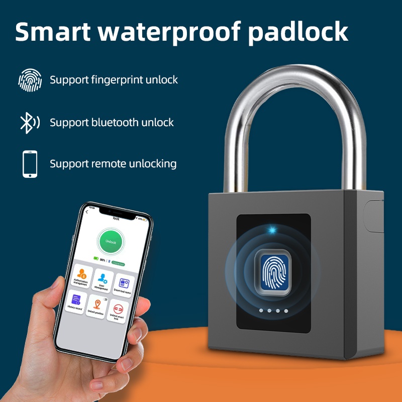 Fingerprint Padlock, Large Size Smart Lock, Bluetooth Padlock with ...