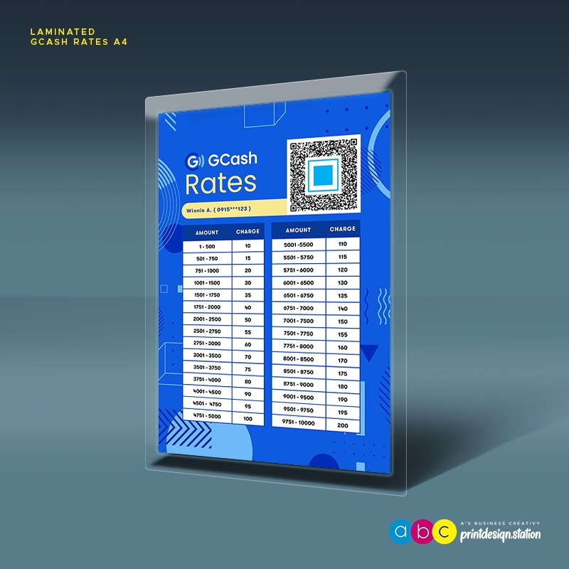 Laminated GCASH Rates A4 | Shopee Philippines