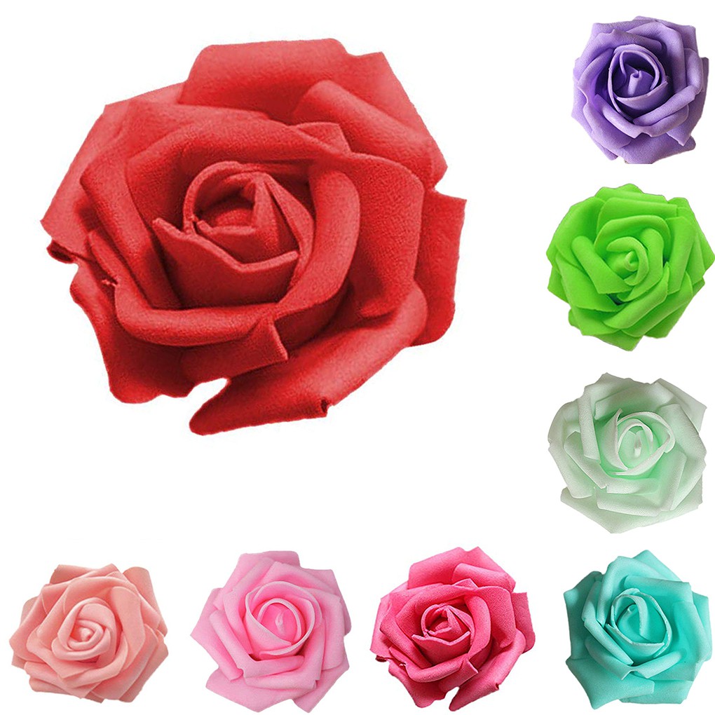 50pcs Artificial Bionic Flowers PE Foam Fake Lifelike Roses Wedding ...