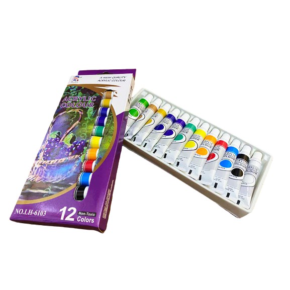 HOKKA Non-Toxic Acrylic Colour 12 Colors EN71 (EU) and ASTM (D-4236 USA ...