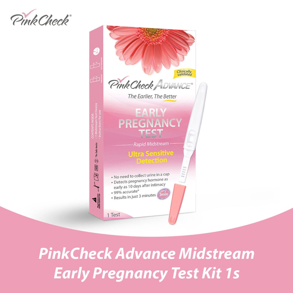 PinkCheck Advance Midstream Early Pregnancy Test Kit 1s | Shopee ...