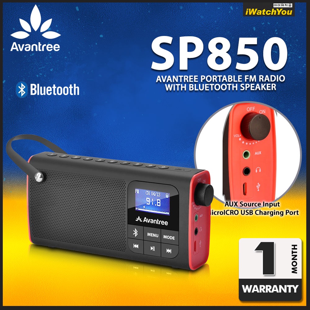 Promo Avantree SP850 Portable FM Radio with Bluetooth Speaker & SD Card ...