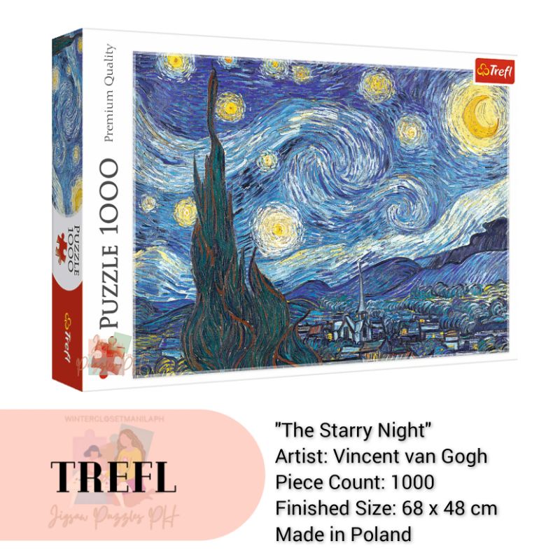 Trefl 1000 pieces Jigsaw Puzzle - Art Collection - Starry Night by Van ...