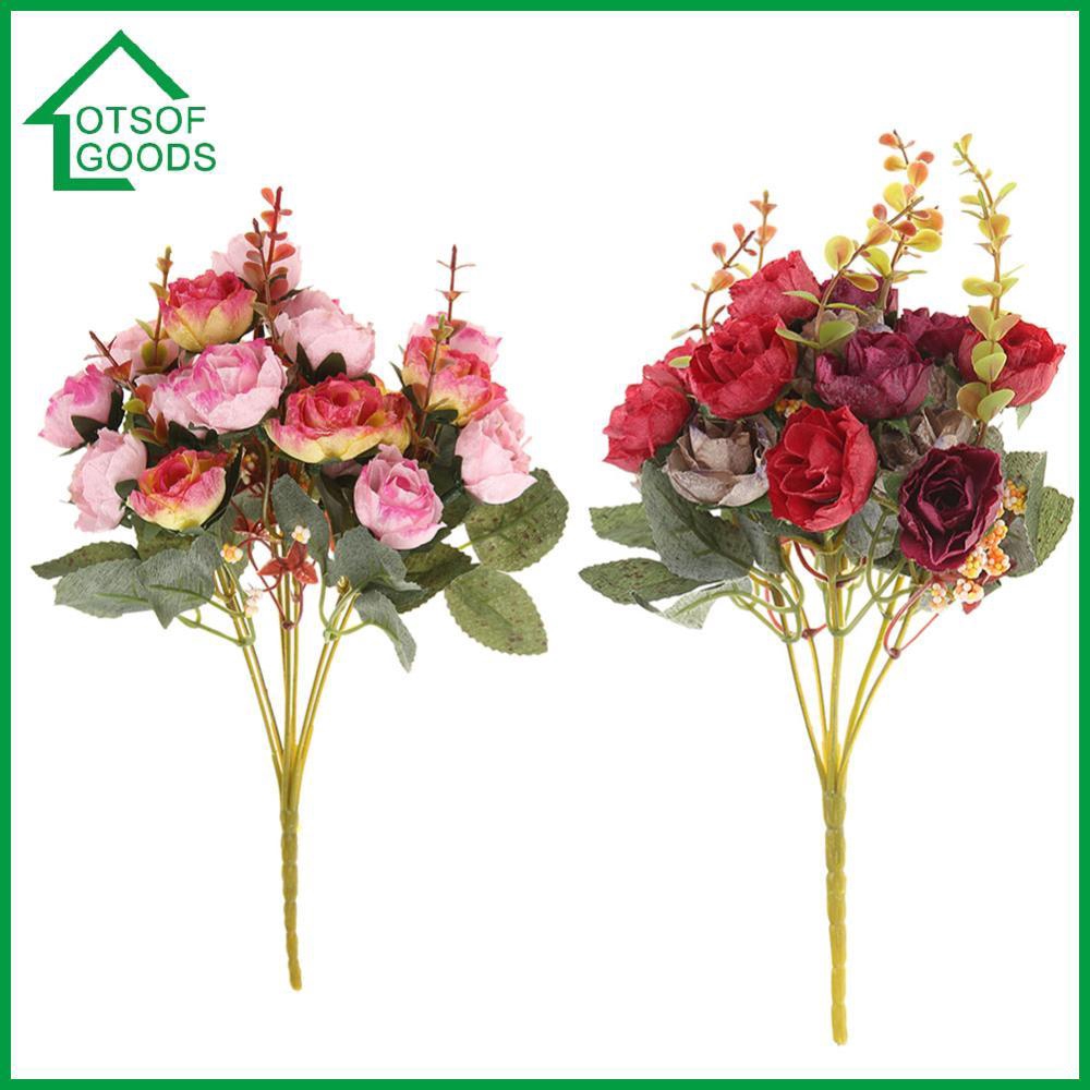 Silk Bouquet Rose Artificial Flower Bouquet Fake Dried | Shopee Philippines