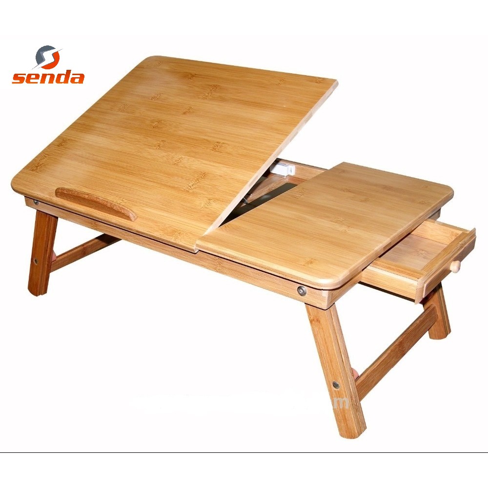 Senda Portable Bamboo Wood Laptop Desk Table Stand Adjustable Bed Tray ...