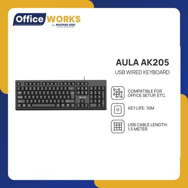 Aula Office Keyboard AK205 USB Wired Keyboard | Shopee Philippines