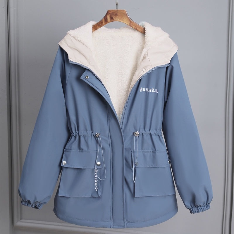 Thickened coat autumn winter women casual long sleeve hooded warm ...