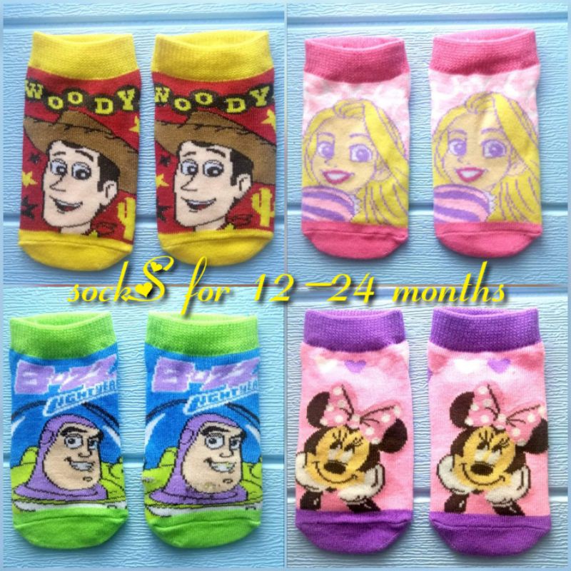 Cartoon character socks design for 12 - 24 months old baby | Shopee ...