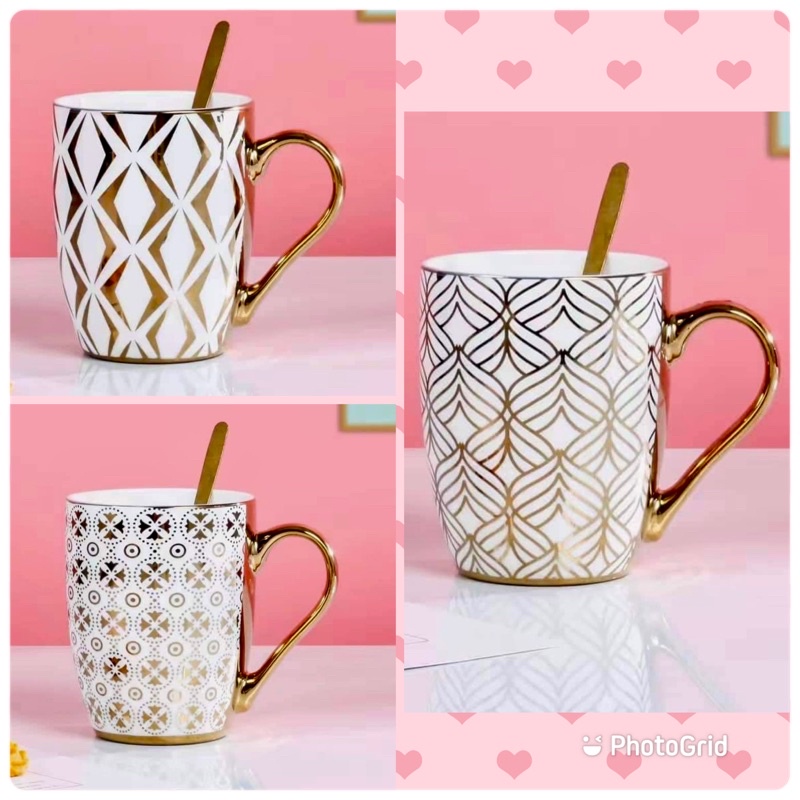 370 ml Golden or Bohemian Prints Ceramic Mugs Moroccan Inspired ...
