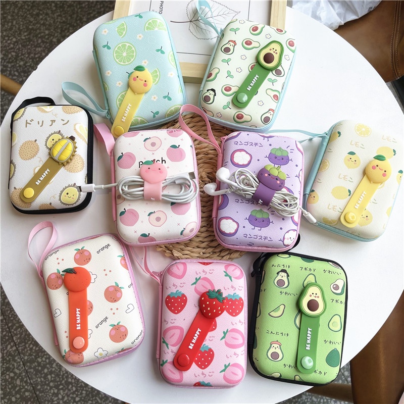 Cute Peach Avocado Power Bank Organizer Bag Travel Cable Bag for Cable ...