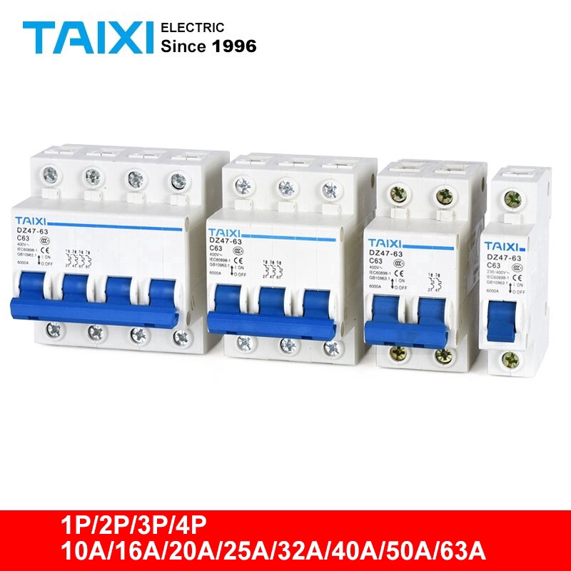 MCB DZ47-63 1P 2P 3P 4Pole Miniature Circuit Breaker DZ47 60Hz 10A 16A 20A 25A 40A 63A C type ...