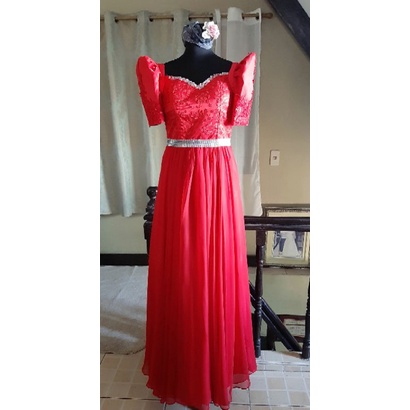 Filipiniana Gown, red | Shopee Philippines