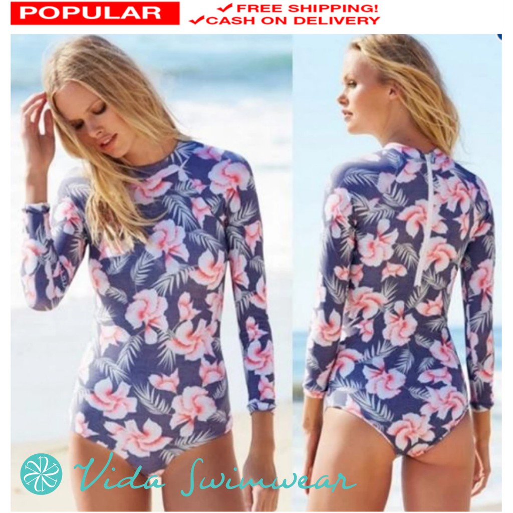 Floral Rashguard Swimsuit One Piece Swimsuit Rashguard Shopee Philippines