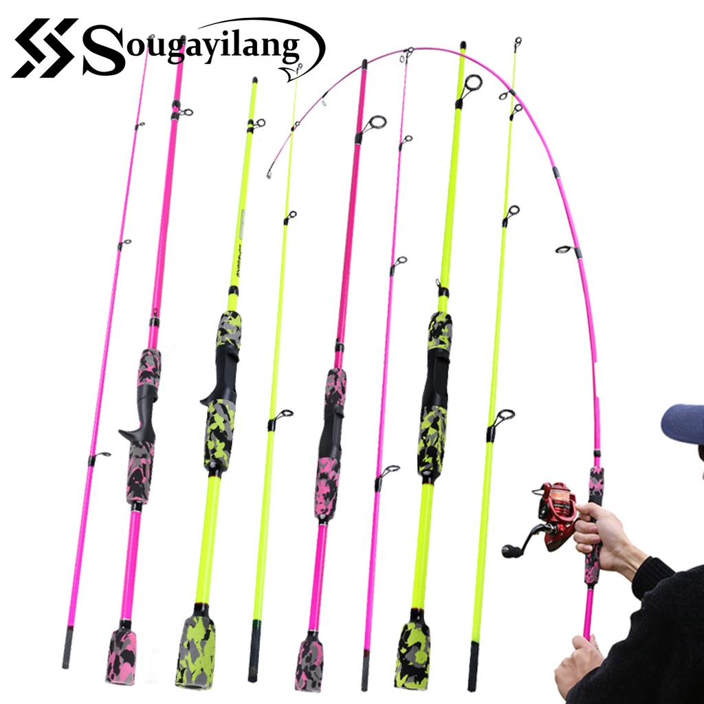 Sougayilang Fishing Rod Carbon Fiber Eva Handle 2-Section 1.8m Length Spinning/Casting For Bass ...