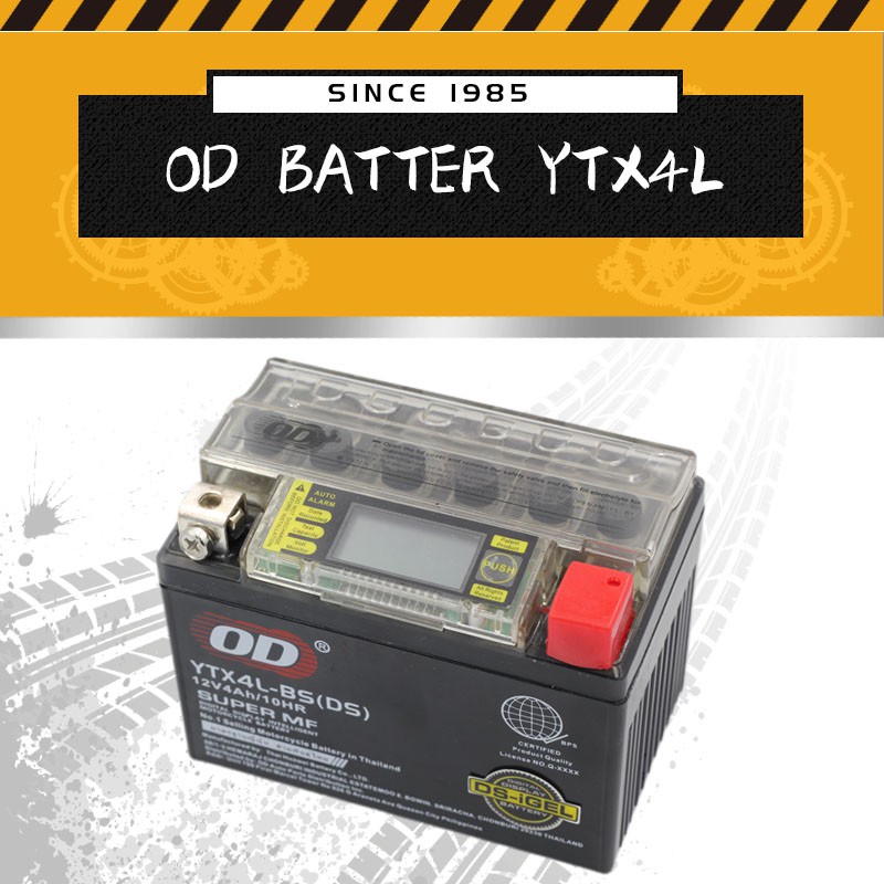 OD battery YTX4L-BS(DS) W/VOLT Meter For XRM110&125/WAVE125/MIO I 125 ...