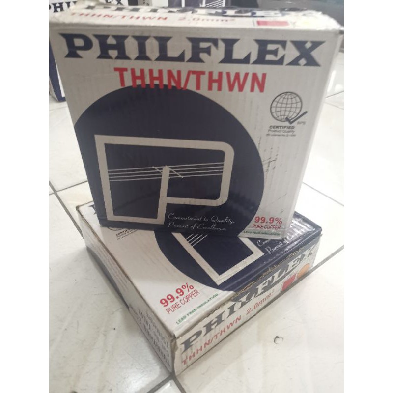 Philflex brand THHN standard copper wire,150meter/box. 14/7 2.0mm, 12/7 ...