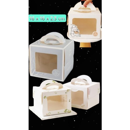 Imported Cake Box 16x16x12.5cm / 16x16x15cm with free cakeboard ...