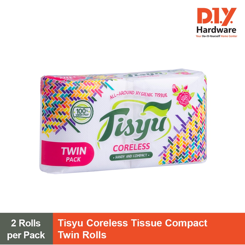 Tisyu Coreless Tissue Compact Twin Rolls (2 Rolls per Pack) | Shopee ...