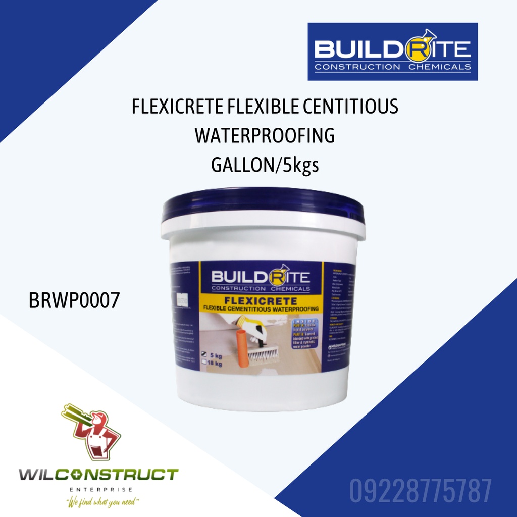 BUILDRITE FLEXICRETE (5kg) FLEXIBLE CEMENTITIOUS WATERPROOFING | Shopee Philippines