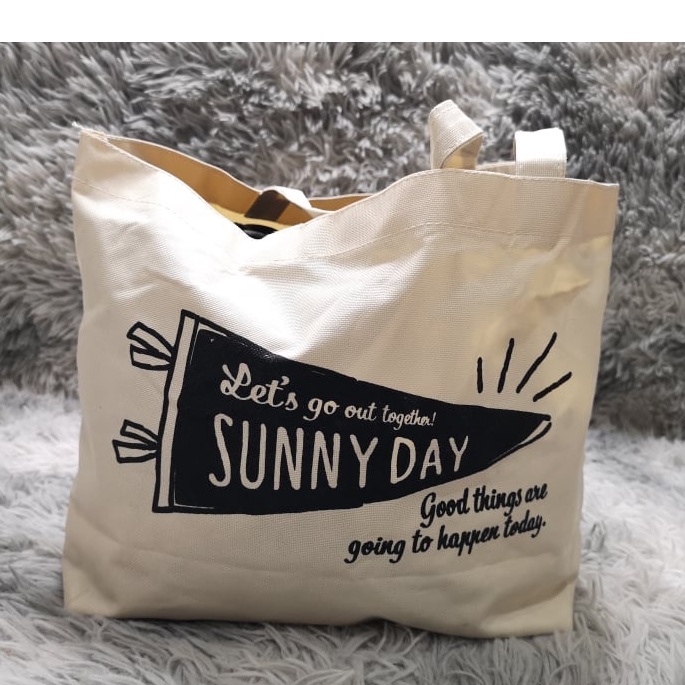 Sunny Day White Canvas Tote Bag | Shopee Philippines