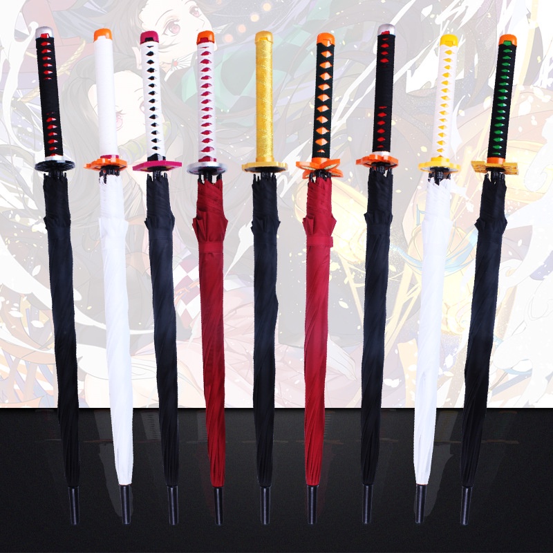 Anime Samurai Umbrella Long handle 16-Bone One Piece Zoro Demon Slayer ...