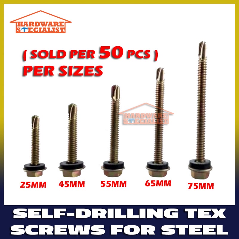 Self-Drilling Tex Screw For Steel SOLD PER 50PCS PER SIZES Heavy Duty ...