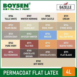 BOYSEN Permacoat Flat Latex Paint - 4L (For Concrete & Stone Surfaces ...