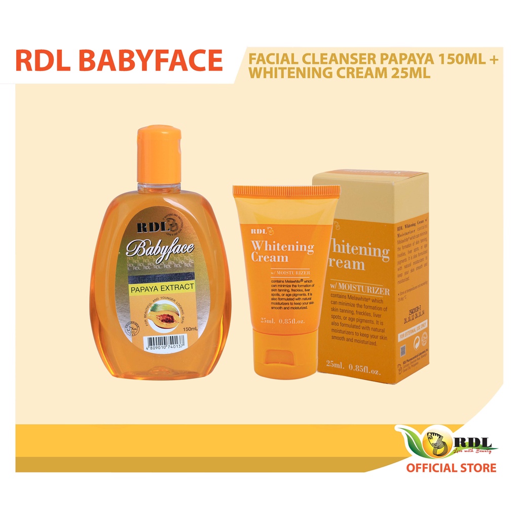 RDL Babyface Papaya Facial Cleanser and RDL Whitening Cream 25ml (SET ...