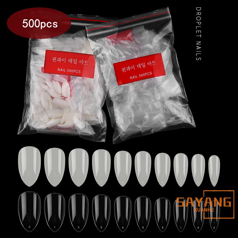 500pcs Transparent White Fake Nails Sharp Head Full Nail Tips Finished ...