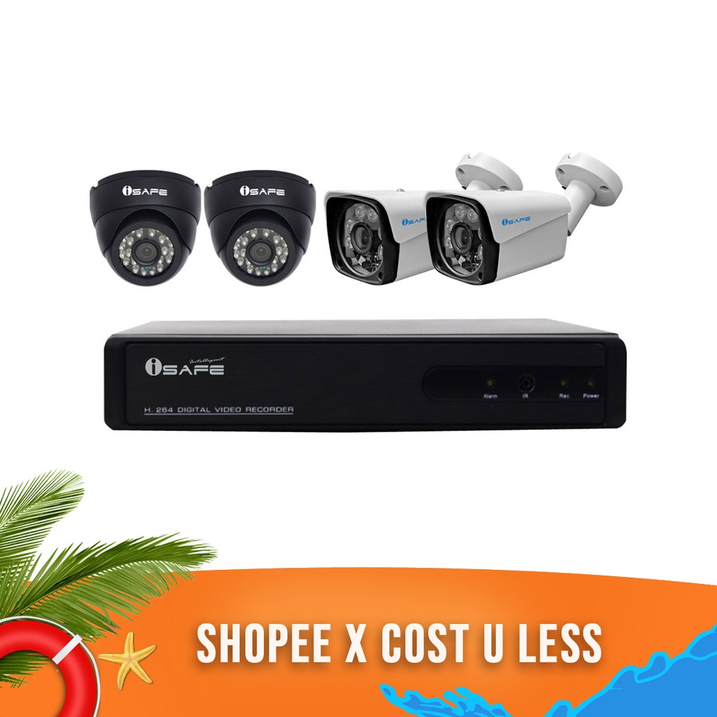 iSAFE XVR8CH2D2B 8 Channel XVR 5-in-1 Hybrid CCTV KIT with 1.3MP 4 High ...