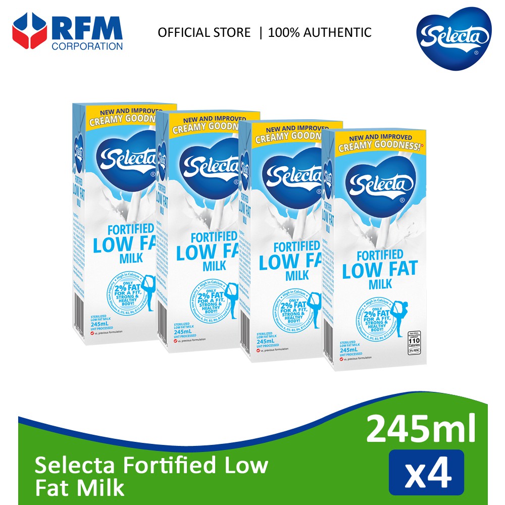 Selecta Fortified Low Fat Milk 245ml - Set of 4 | Shopee Philippines