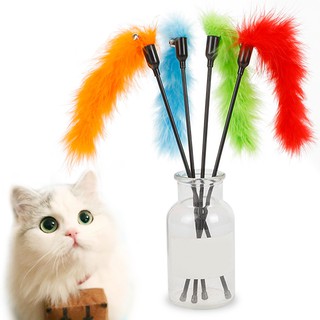 Cat Pet Teaser Play Bell Feather Stick Interactive Funny Cat Stick Toy ...