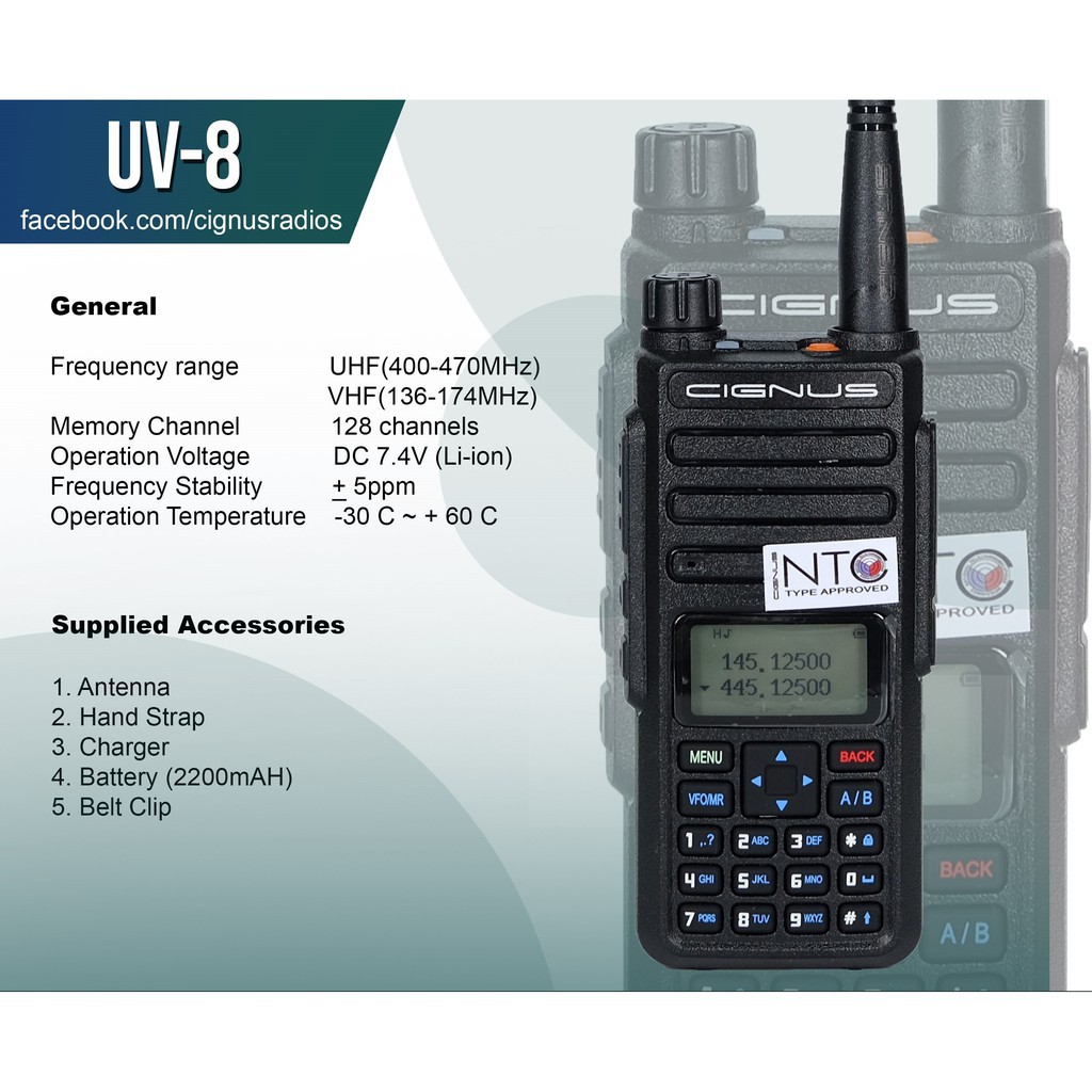 Promo Cignus UV-8 Dual Band Two Way Radio | Shopee Philippines