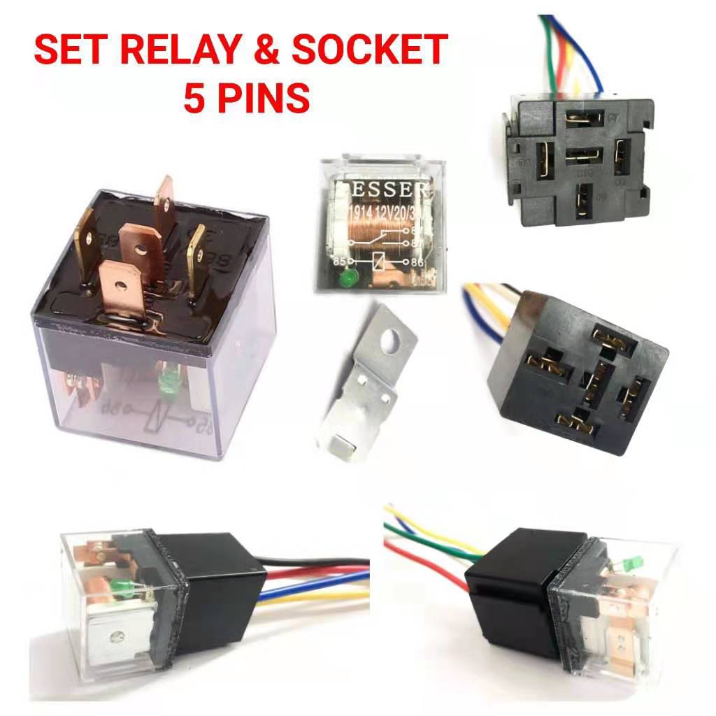 LD Set 5 Pins Automotive Transparent Relay and Socket 12V 30A (Good ...