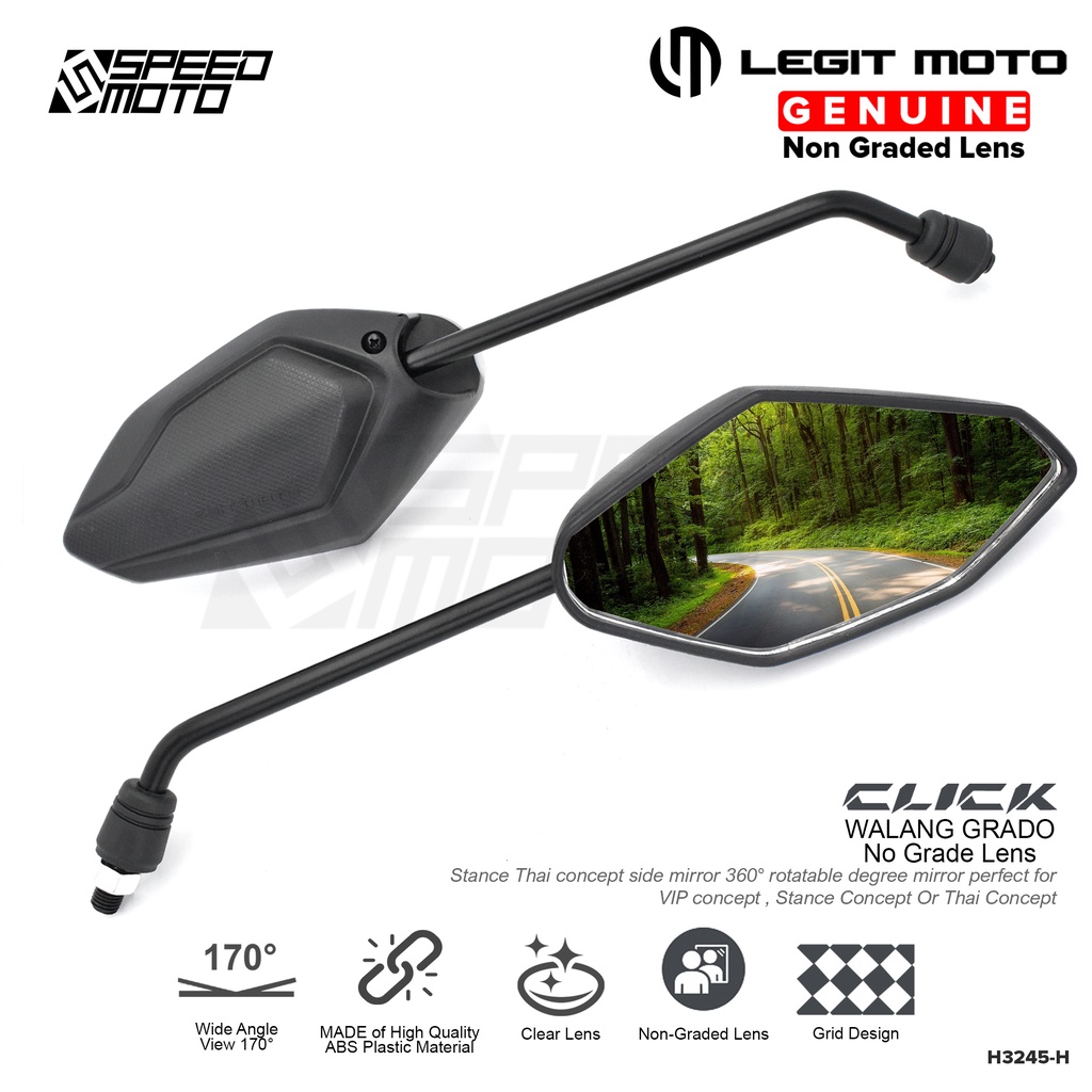 LEGITMOTO HONDA CLICK 125i / 150i ADJUSTABLE BLACK SIDE MIRROR LONG ...