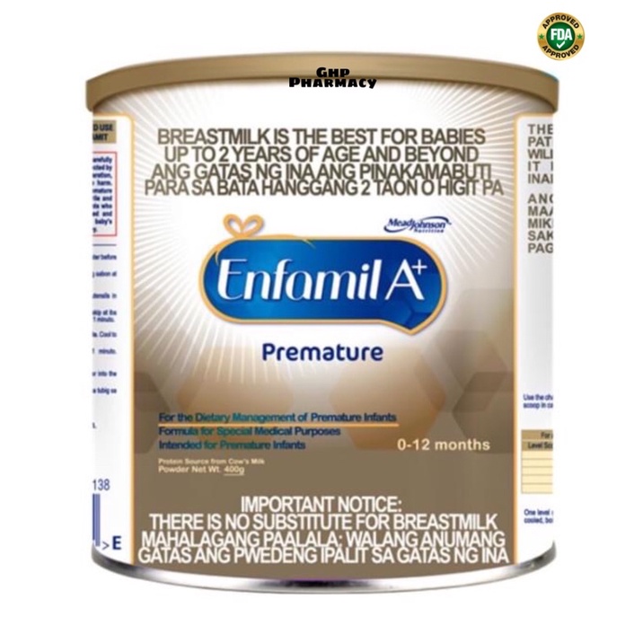 Enfamil Premature Milk 0-12 Month Babies 400Grams AUTHENTIC | Shopee ...