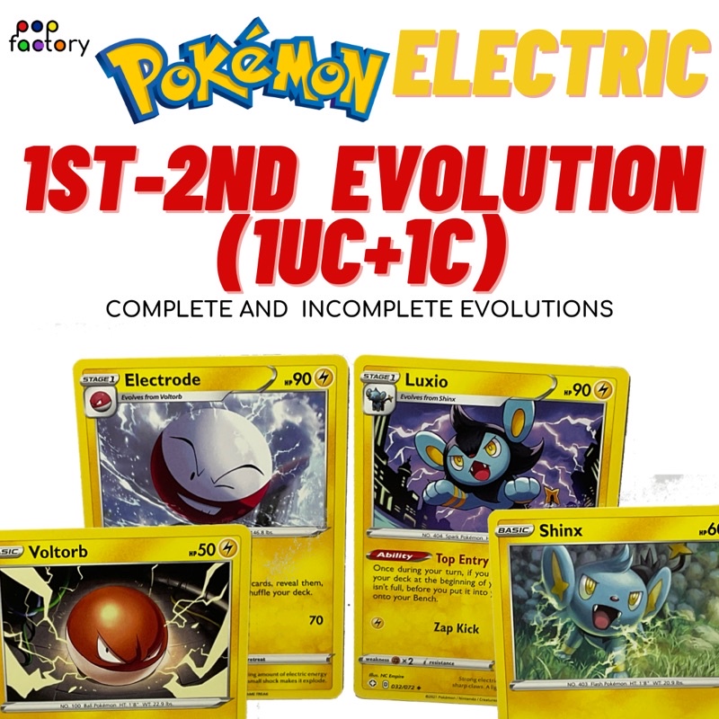 (1Uc+1C)ELECTRIC TYPE Pokemon 1st - 2nd Stage COMPLETE & INCOMPLETE ...