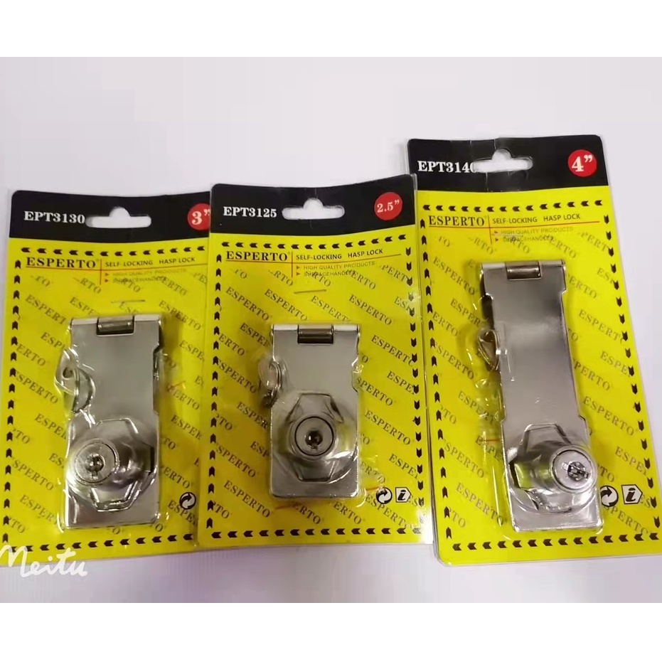 ESPERTO self-locking hasp lock(2'5" 3" 4") | Shopee Philippines