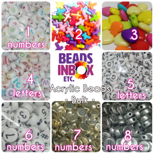 Bulk • Acrylic Beads | Letters | Numbers • 250grams • | Shopee Philippines
