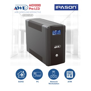 AWP AID1000 Pro Aide Pro LCD 600W-1000VA UPS with AVR Uninterruptible ...