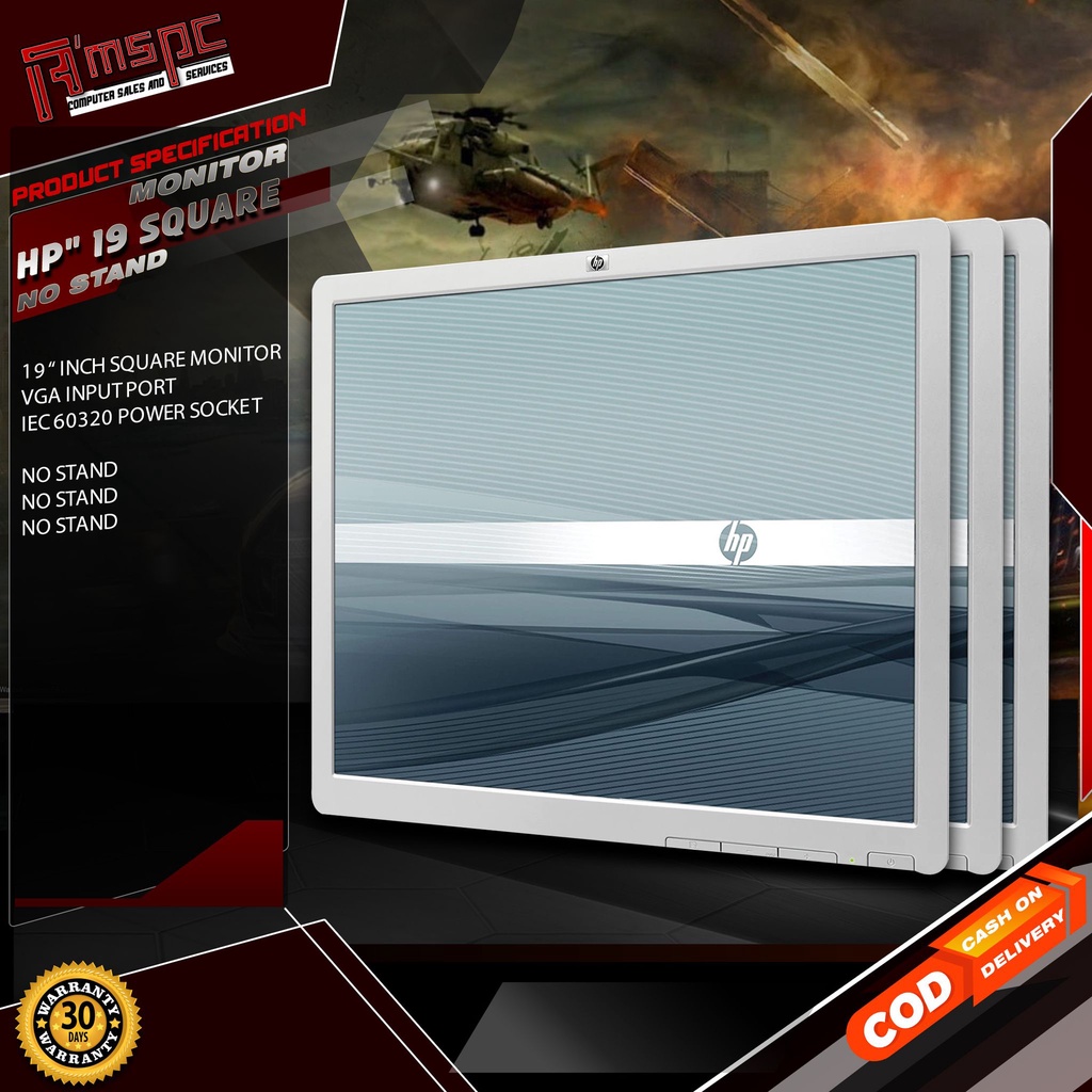 ASSORTED 19" SQUARE MONITOR NO STAND | FREE POWERCORD | FREE VGA CABLE ...