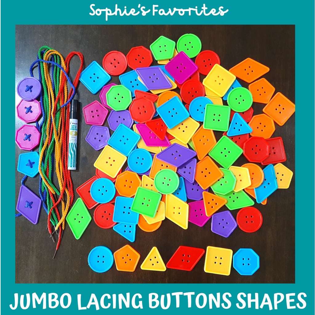 Lacing for kid Shapes Lacing Buttons JUMBO Threading Shapes Colorful ...