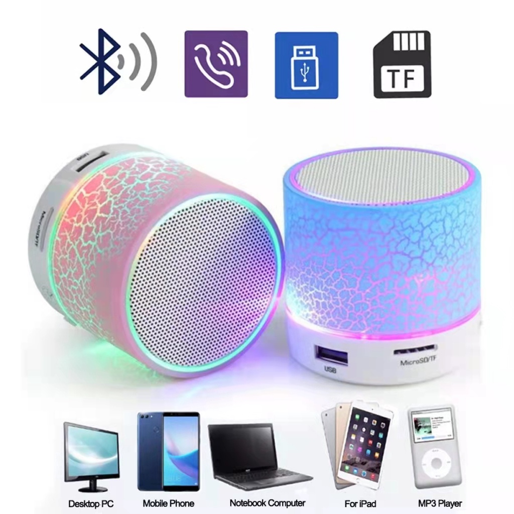 Mini LED Speaker Chargeable Portable Bluetooth Speakers Small Wireless ...