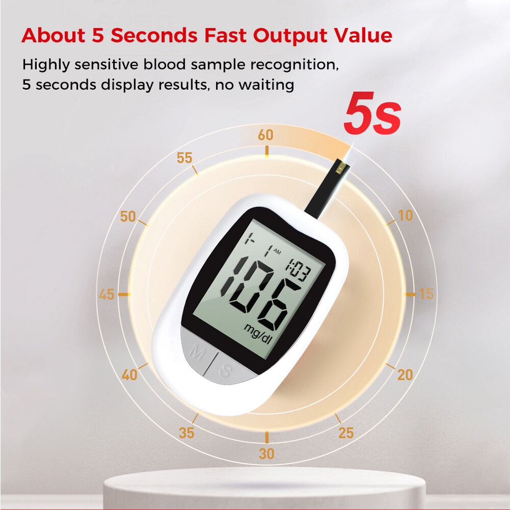 Blood Glucose Meter Glucometer Kit Code Free 50 Test Strips 50 Lancets ...