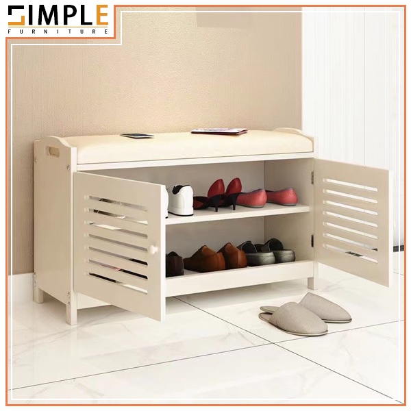 Shoe cabinet shoe locker door change shoe stool sofa stool double door ...